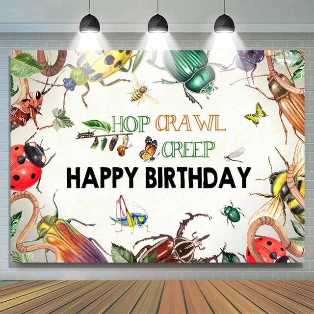 INSECTS HOP CRAWL Creep Happy Birthday Backdrop $36.01 - PicClick AU