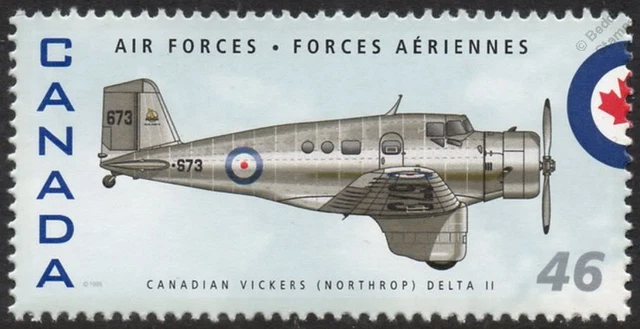 TIMBRE D'AVION CANADIEN Vickers NORTHROP DELTA II de l'ARC EUR 2,22 ...