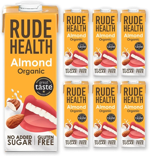 6 X 1 Litre Organic Almond Dairy-Alt Milk, 100% Natural Organic Drink ...