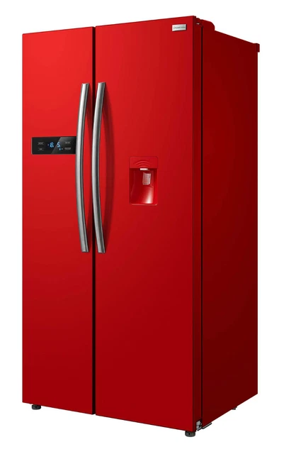 RUSSELL HOBBS RH90FF176R-WD Freestanding Red American Style Fridge ...
