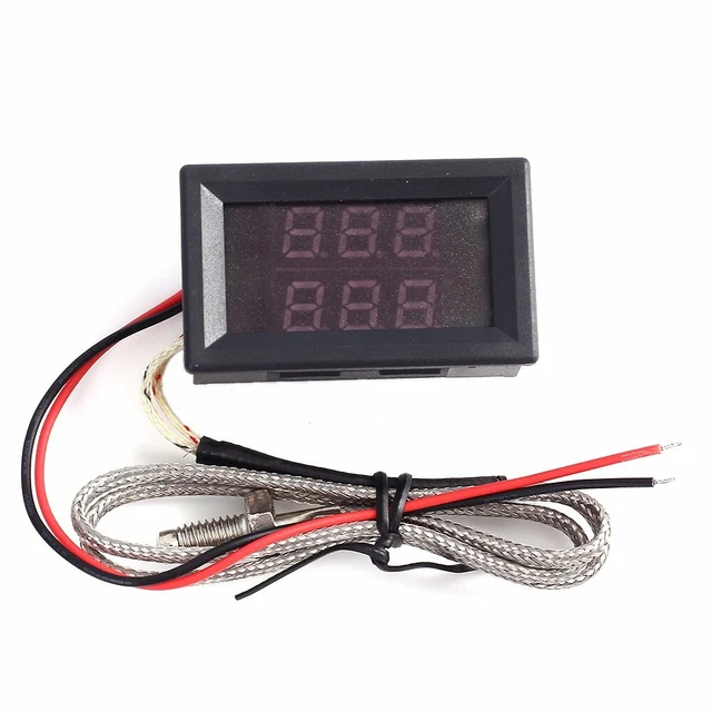 DUAL LED K-TYPE Thermometer Thermocouple High Temperature Sensor Tester ...