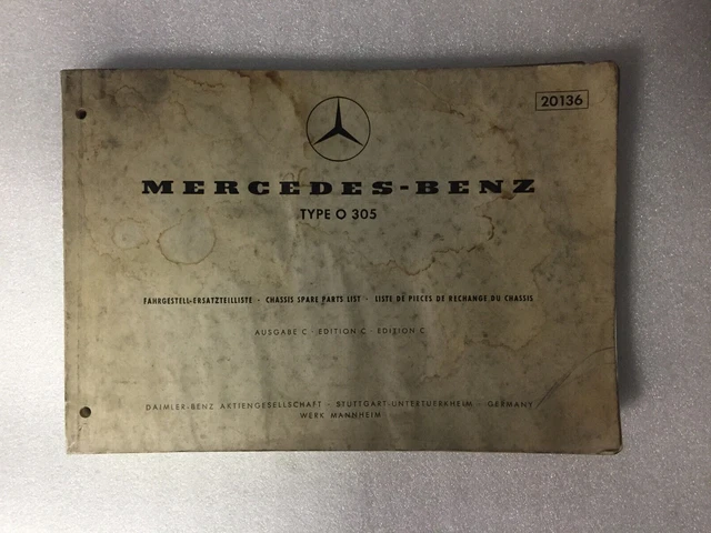 ORIGINAL MERCEDES Ersatzteilliste Katalog Type O 305 20163 EUR 42,00 ...
