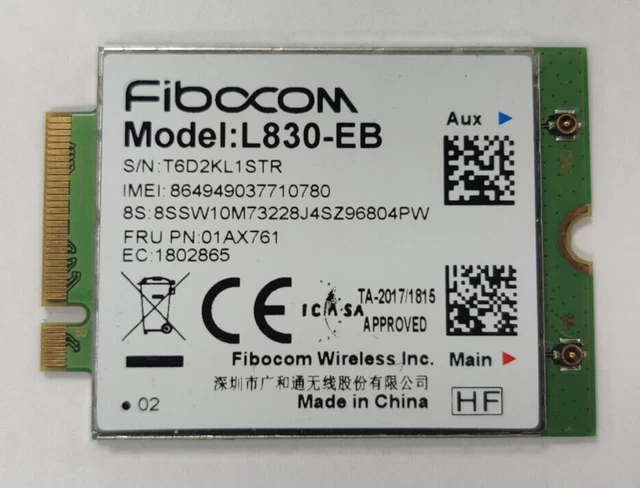 FIBOCOM L830-EB, 300MBPS/50MBPS LTE, M.2 WWAN Card , Cat 6 Module £19. ...