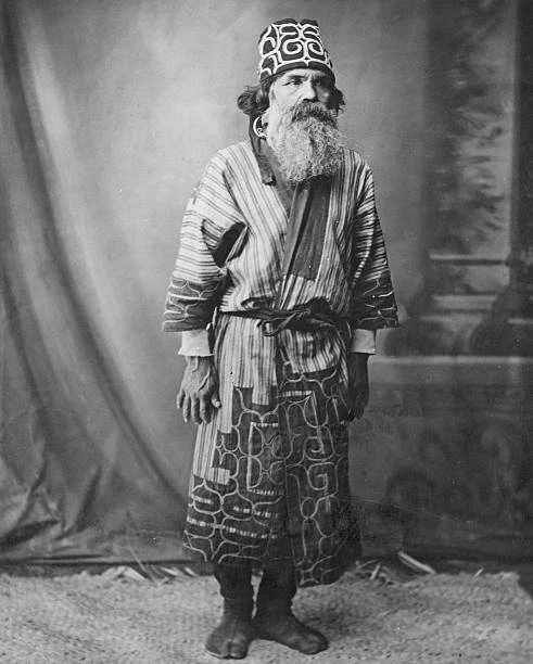 VILLAGE CHIEF AINU tribe an indigenous people Japan 1910 Old Photo $9. ...