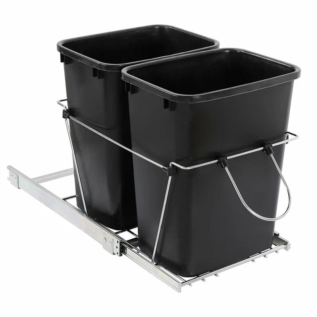 2 PACK PULL Out Trash Garbage Can 35 Quart Sliding Kitchen Waste ...