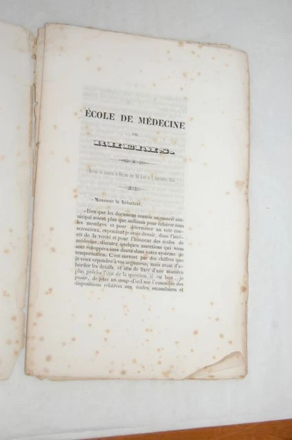 LIVRE ANCIEN ÉCOLE De Médecine De Reims Présentation Et Organisation ...