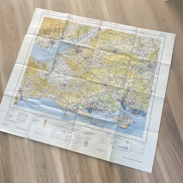 VINTAGE TOPOGRAPHICAL AIR Map of Southern England. 1963 Aviation £16.31 ...
