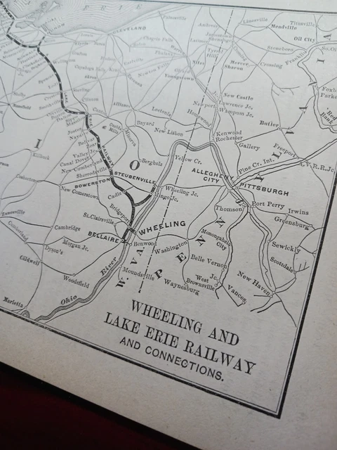 1891 TRAIN ROUTE map WHEELING & LAKE ERIE RAILWAY Dalton Clyde Lodi ...