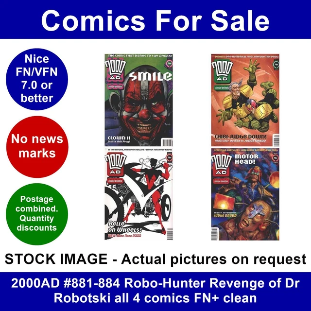 2000AD #881-884 ROBO-HUNTER Revenge of Dr Robotski all 4 comics FN+ ...