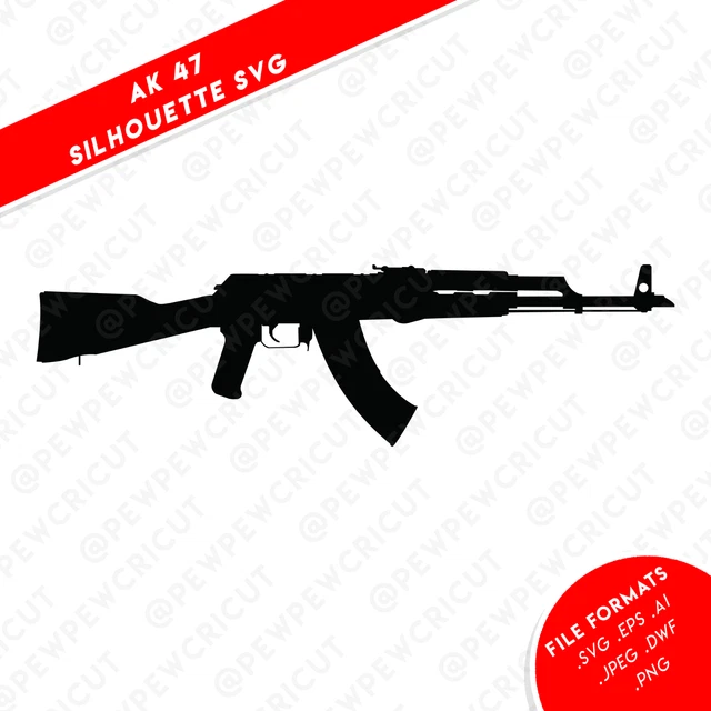 AK 47 SILHOUETTE SVG - Gun Cricut Files - AK - Rifle - Gun EUR 5,15 ...