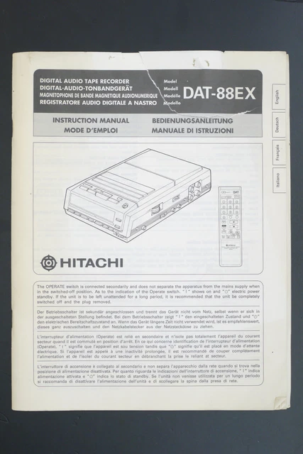 HITACHI DAT-88EX ORIGINAL dat-Recorder Manual/Instruction Manual £16.93 ...
