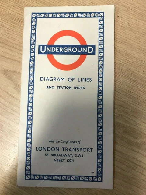 1957 LONDON UNDERGROUND diagram of lines and station index £60.00 ...