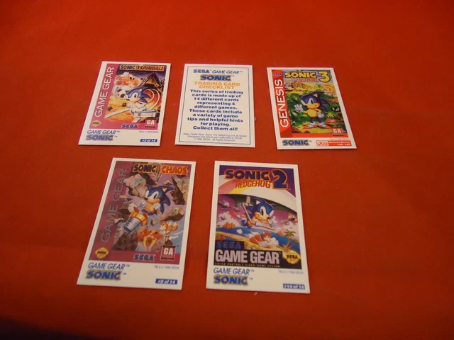 SONIC THE HEDGEHOG Sega Game Gear Genesis 5 Tip Card Lot RARE Chaos 3 ...