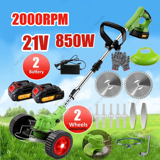 CORDLESS ELECTRIC STRIMMER Grass Trimmer Weed Cutter Garden Edger 2 Battery 21V £39.00 - PicClick UK