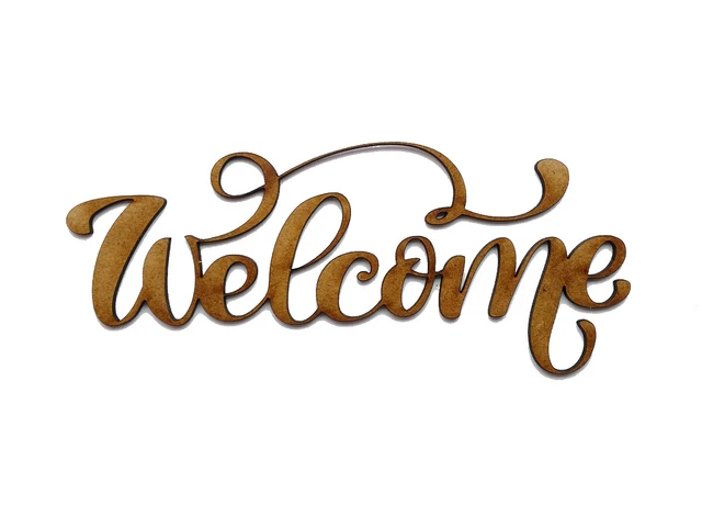 WOODEN MDF WELCOME Sign Word craft shape laser cut embellishment £4.00 ...