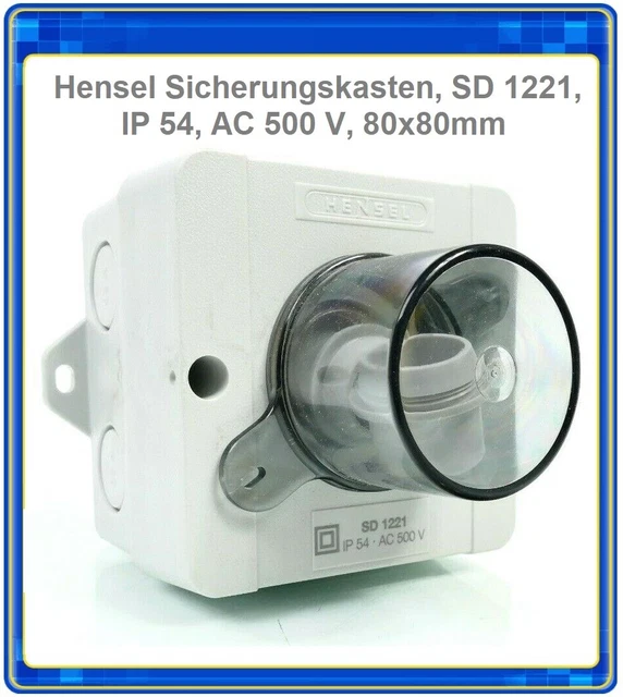 HENSEL SICHERUNGSKASTEN, SD 1221, IP 54, AC 500 V, 80x80mm EUR 9,99 ...