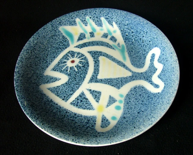 SIGNÉE LY. BONNET Rare ASSIETTE au POISSON VINTAGE – DESIGN 1950 EUR 17 ...