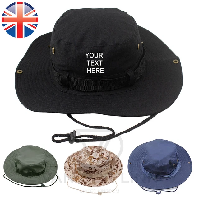 PERSONALISED EMBROIDERED BOONIE Jungle Hat Bucket PREMIUM US ARMY Sun ...