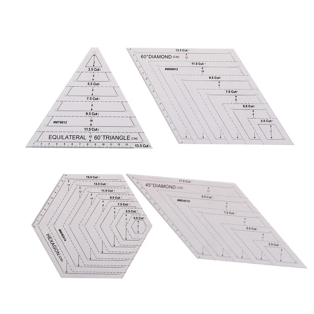 QUILTING PATCHWORK RULER Triangle Rhombus Hexagon Acrylic Template ...
