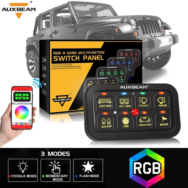8 GANG RGB bluetooth Control Switch Panel LED Work Light Bar Circuit ...