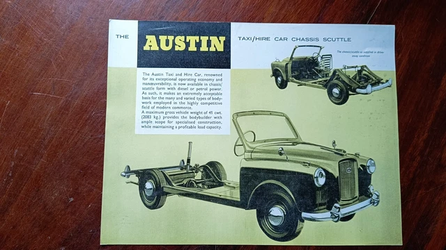 AUSTIN TAXI & Hire Car Chassis Scuttle Brochure 1960s £14.99 - PicClick UK