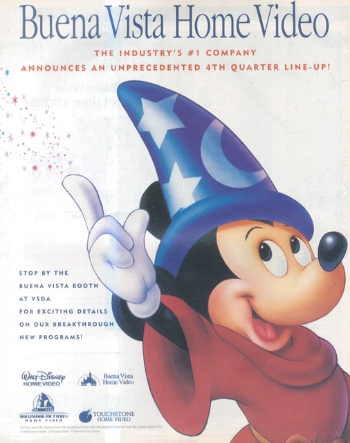 SFBK10 PICTURE/ADVERT 13X11 Buena Vista Home Video Mickey Mouse Walt ...