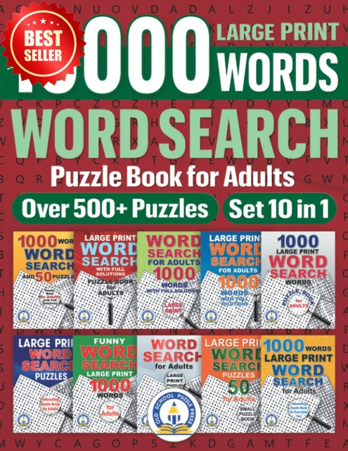 LARGE PRINT 10,000 Words Word Search Puzzle Book for Adults - 500 ...