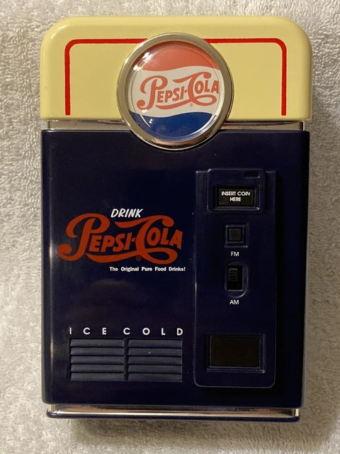 PEPSI COLA MINI Vending Machine AM/FM Transistor 7” Radio 1998 Retro ...