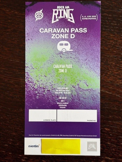 ROCK AM RING 2025 Caravan Pass Zone D EUR 179,00 - PicClick DE