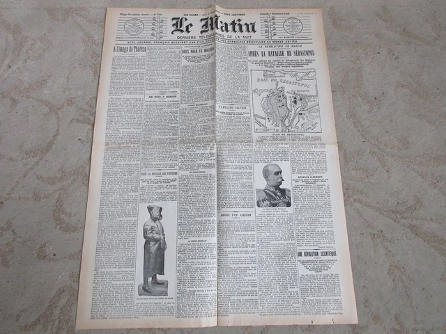 PRESSE FAC SIMILE 28 Le MATIN 02.12.1905 La BATAILLE de SEBASTOPOL La LOTERIE EUR 5,00 - PicClick FR