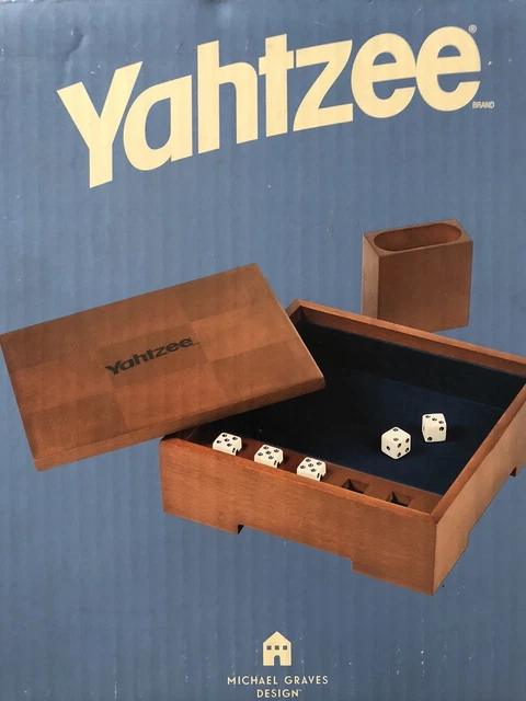 RARE MICHAEL GRAVES Design YAHTZEE Game Custom Wooden Box & Cup w ...