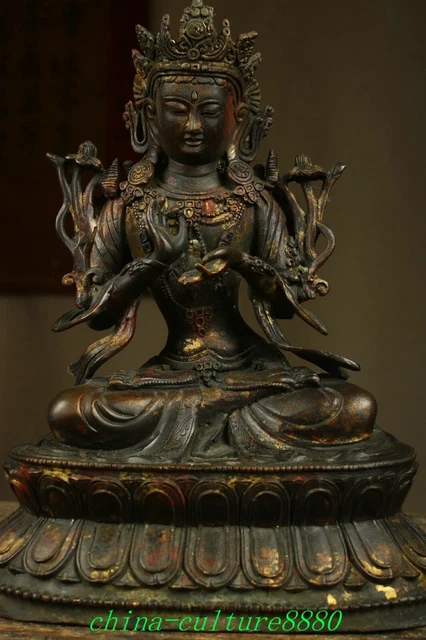 10.2 &ANCIENNE STATUE bouddhiste en bronze tibétain kanyin mère Bouddha EUR 306,00 - PicClick FR