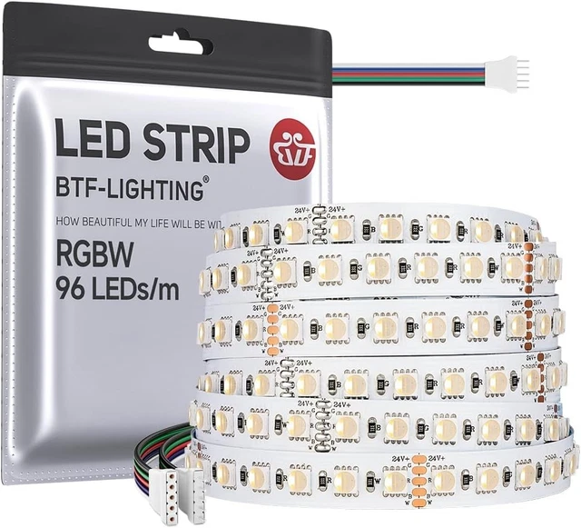BTF-LIGHTING RGBWW 5050SMD LED Strip 5M 24V 96LED/m RGB+Warm White Indoor Tape £20.00 - PicClick UK
