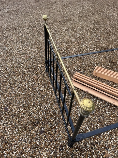 BEAUTIFUL ORIGINAL ANTIQUE Small Double Bed, cast iron and brass. £343. ...
