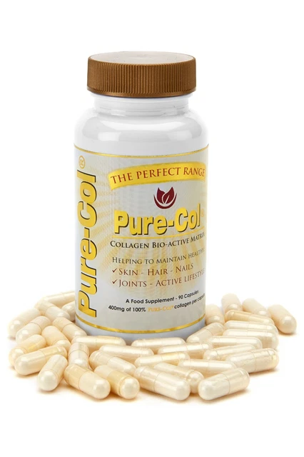 PURE COL COLLAGEN 6 tubs/months 90 High Absorption Capsules per Tub ...