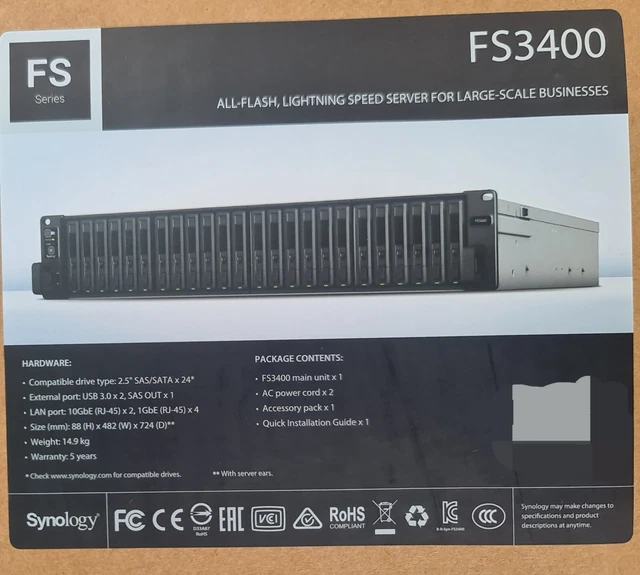 SYNOLOGY FLASHSTATION FS3400 NAS Server EUR 3.010,00 - PicClick DE
