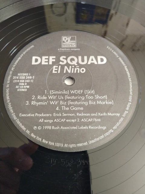 DEF SQUAD EL Nino 2LP Album Hip-Hop Rap Def Jam 314558343, 1998 1st ...