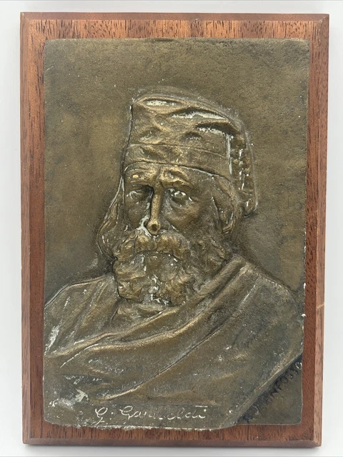 BRONZE BAS RELIEF portrait de Giuseppe Garibaldi signé Robert Joseph ...
