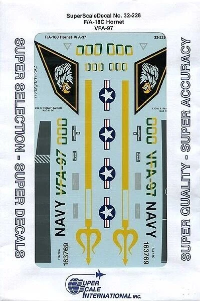 DÉCALQUE À GRANDE échelle 32-228 1/32 F/A-18C Hornet Vfa-97 EUR 86,70 ...