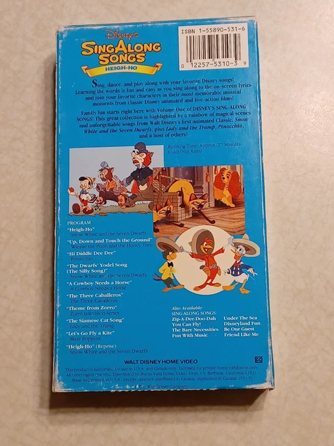 DISNEY SING ALONG Songs VHS Tape Heigh-Ho Volume One $21.89 - PicClick CA
