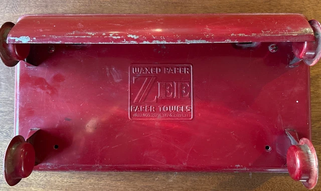 VINTAGE 50S RED Zee Paper Towel Double Roll Holder Metal Wall Mount $49 ...