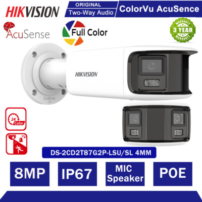 8MP HIKVISION PANORAMIC ColorVu DS-2CD2T87G2P-LSU/SL 4mm Dual Lens IP Camera MIC $391.83 ...