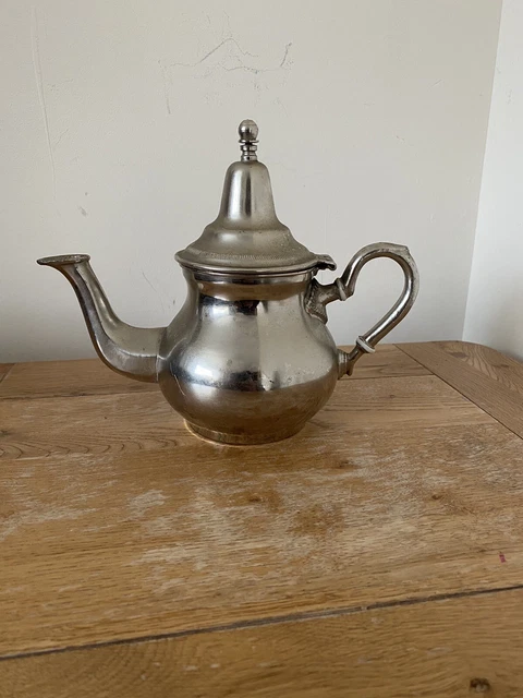 VINTAGE MOROCCAN MARQUE Depose Silver plated teapot Theieres Koutbia ...