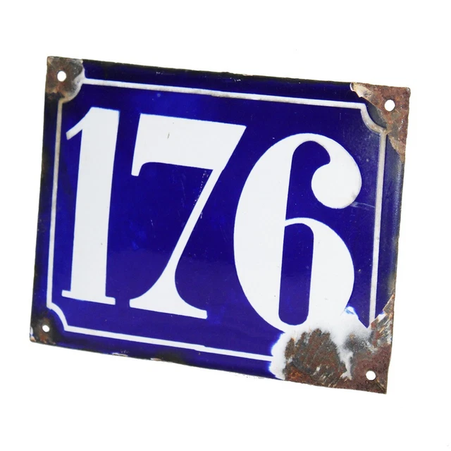 ANCIENNE GRANDE PLAQUE émaillée 20 cm x 15 cm numéro de rue 176 / maison / villa EUR 50,00 ...