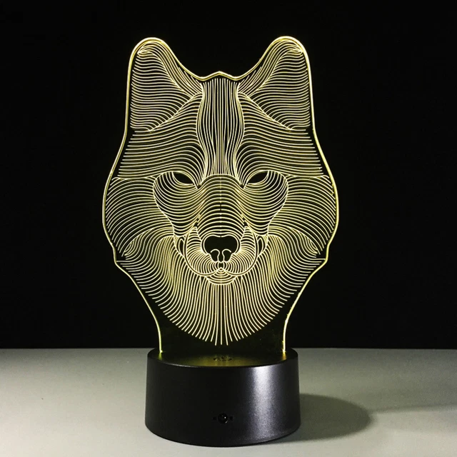 3D LAMP VISUAL Light Effect Touch Colors Changes Night Light (Wolf) £20 ...