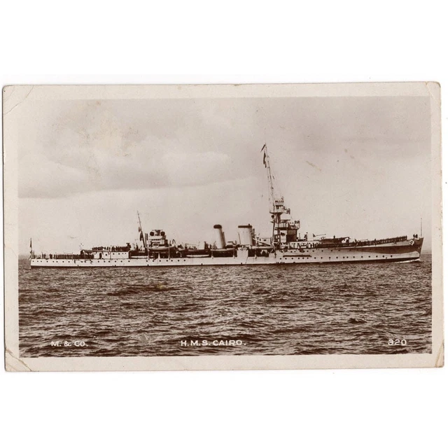 HMS CAIRO (1918) C-class Light Cruiser Royal Navy RP Postcard Postally ...