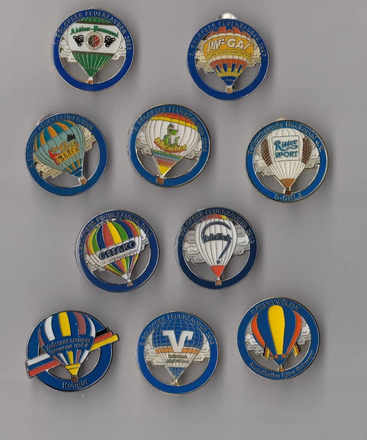 10 HOT AIR BALLOON pin badges Eglofser Feuersauber Ritter Sport SWF Gas ...