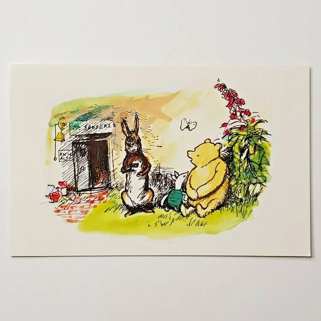 CLASSIC WINNIE THE Pooh Postcard Disney Piglet Rabbit Mr. Sanders ...