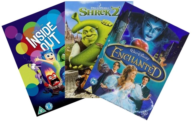 CHILDREN'S DVD BUNDLE Dreamworks Shrek 2 Disney Inside Out Enchanted £3 ...