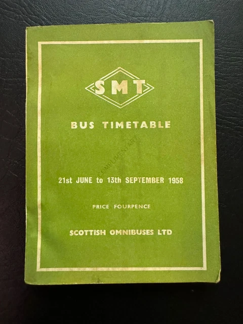 JUN 1958 SMT Scottish Motor Traction Omnibuses Bus Edinburgh Timetable ...